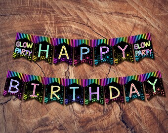 Neon birthday banner | Etsy