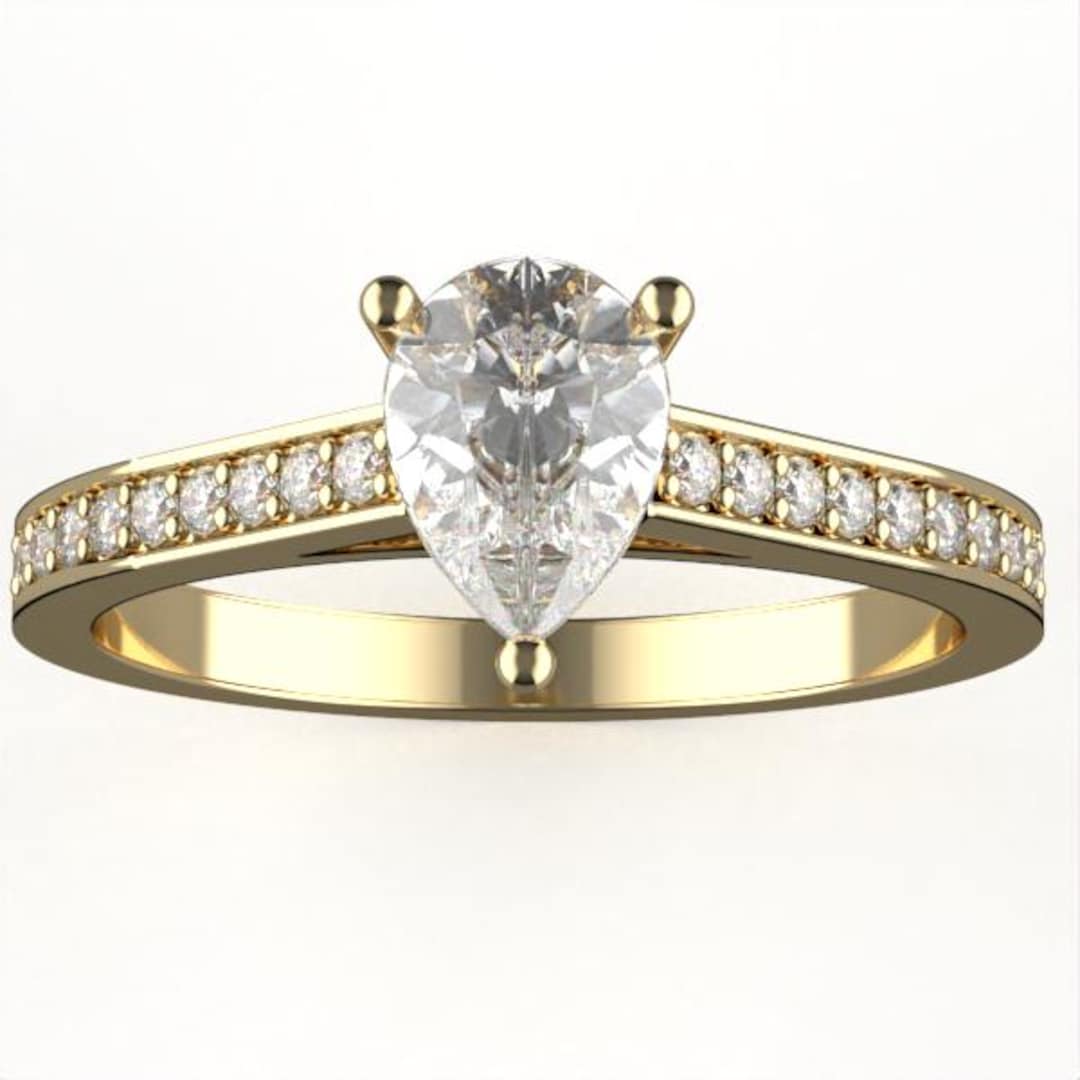 Diamond Drop Engagement Ring //CVD or Natural Diamonds//diamond Ring ...