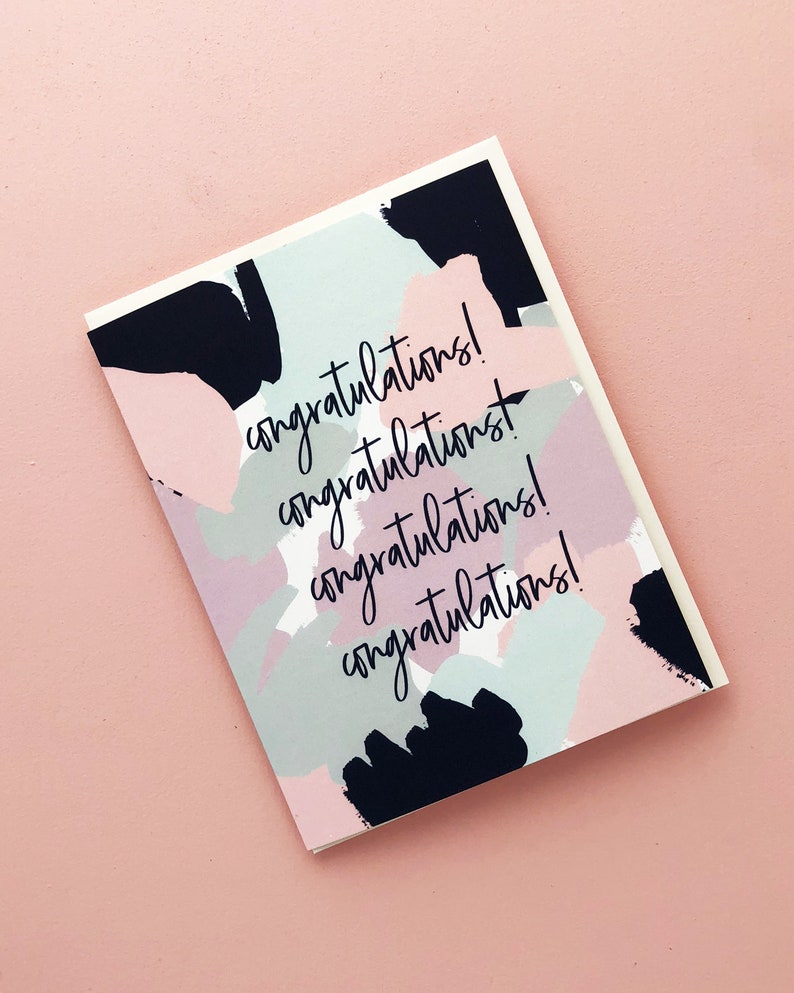 Brushstroke Pattern Congratulations Trendy Card - Etsy