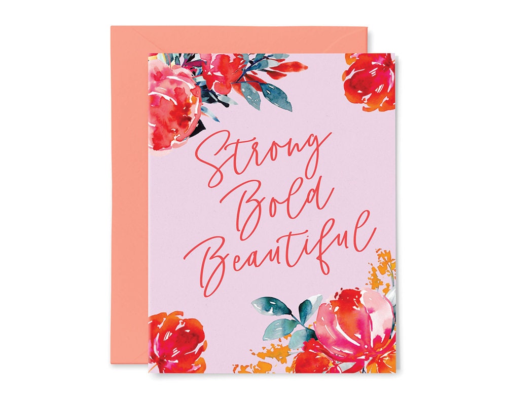 The Emma Card | Strong Bold Beautiful Floral Quote Card - Etsy