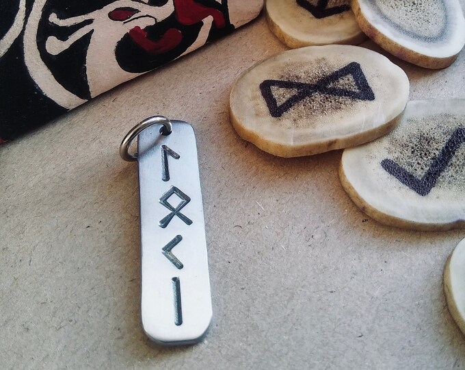 LOKI Handforged Rune Necklace Titanium Pagan Amulet Norse Gods Elder ...