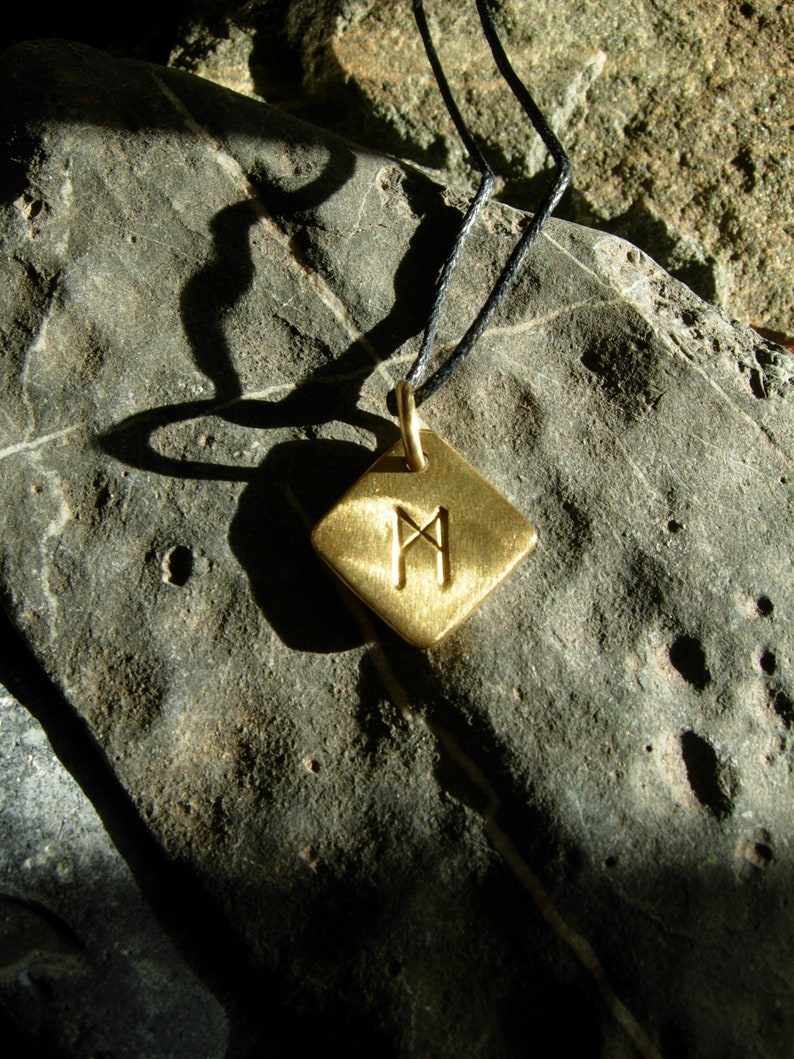 Mannaz M Rune Pendant Runes Pagan Hand Forged Amulet From - Etsy