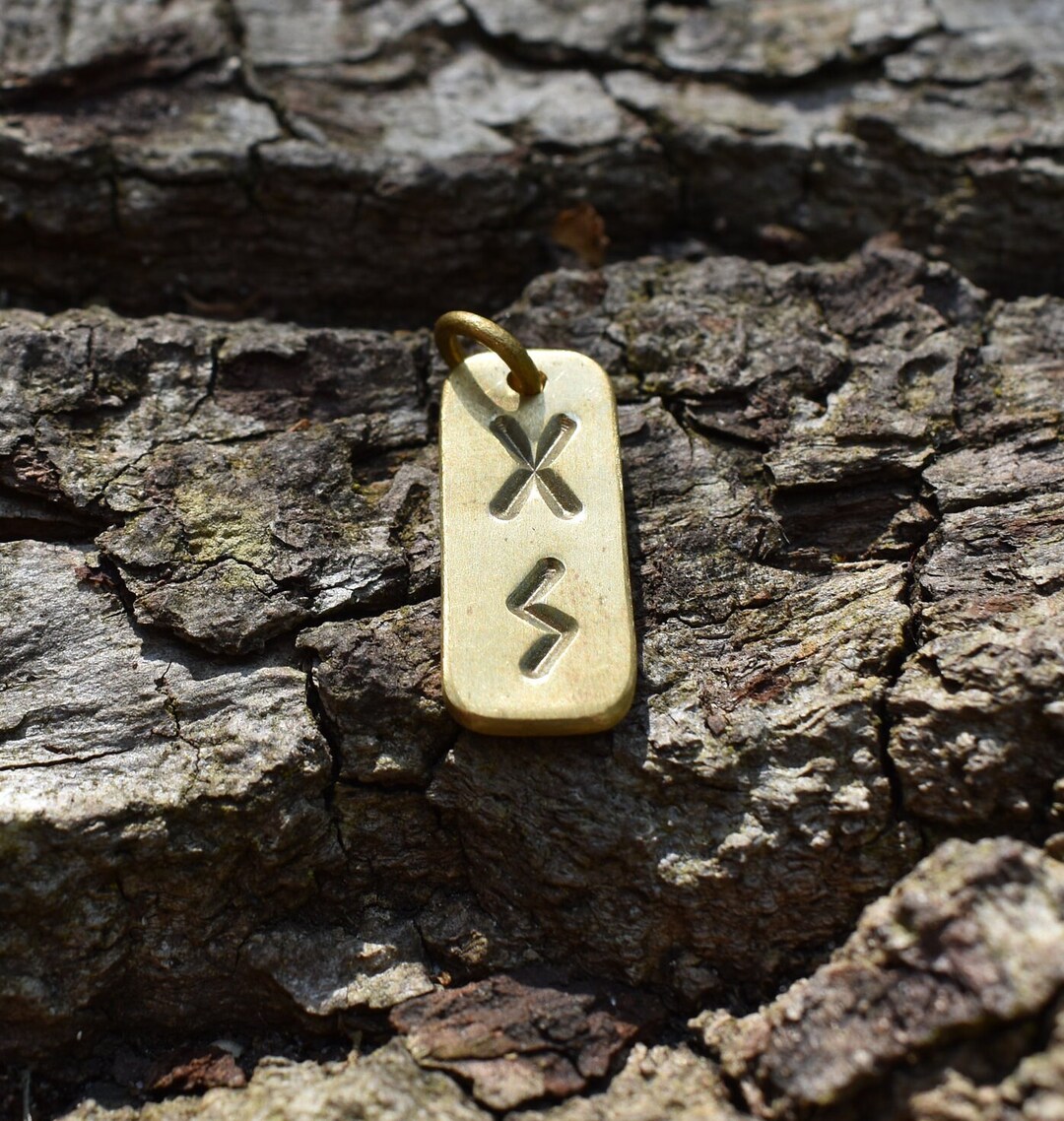Gebo Sovilo Handforged Rune Necklace - Brass Pagan Amulet - Norse Gods ...