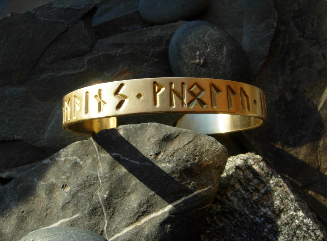 Custom Made Personalised Viking Rune Cuff Bracelet Ark Ring With Forged ...
