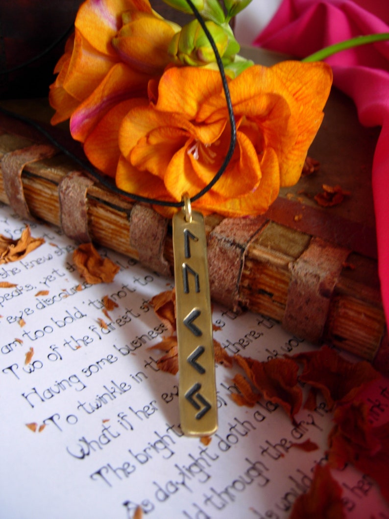 LUCKY Talisman Rune Pendant Choker Brass Rune Jewelry Pagan Amulet ...