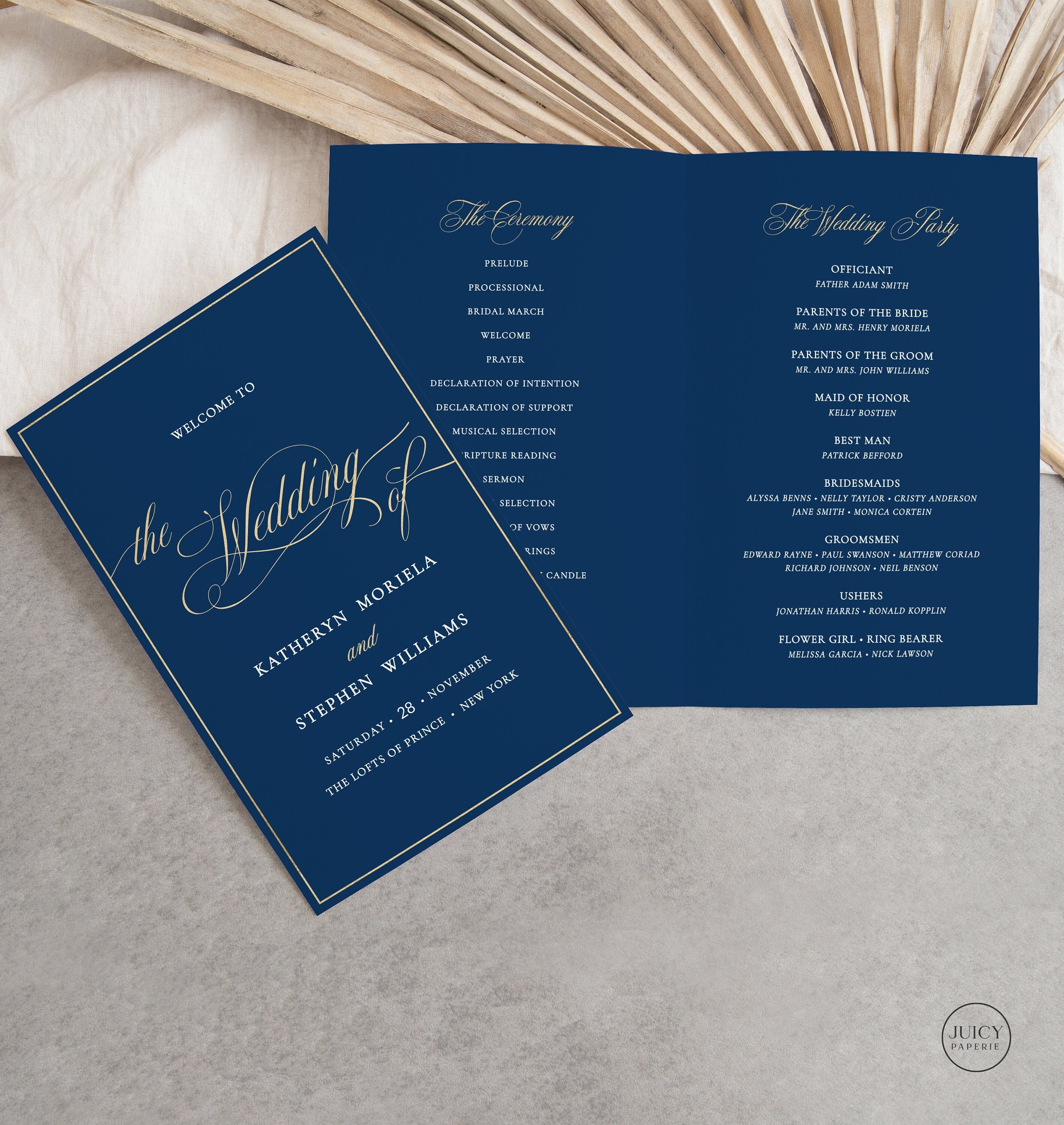 Templates Navy Burgundy Folded program template Folded Wedding Programs ...
