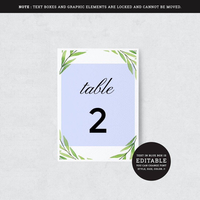 Printable Table Number Template Table Number Printable | Etsy
