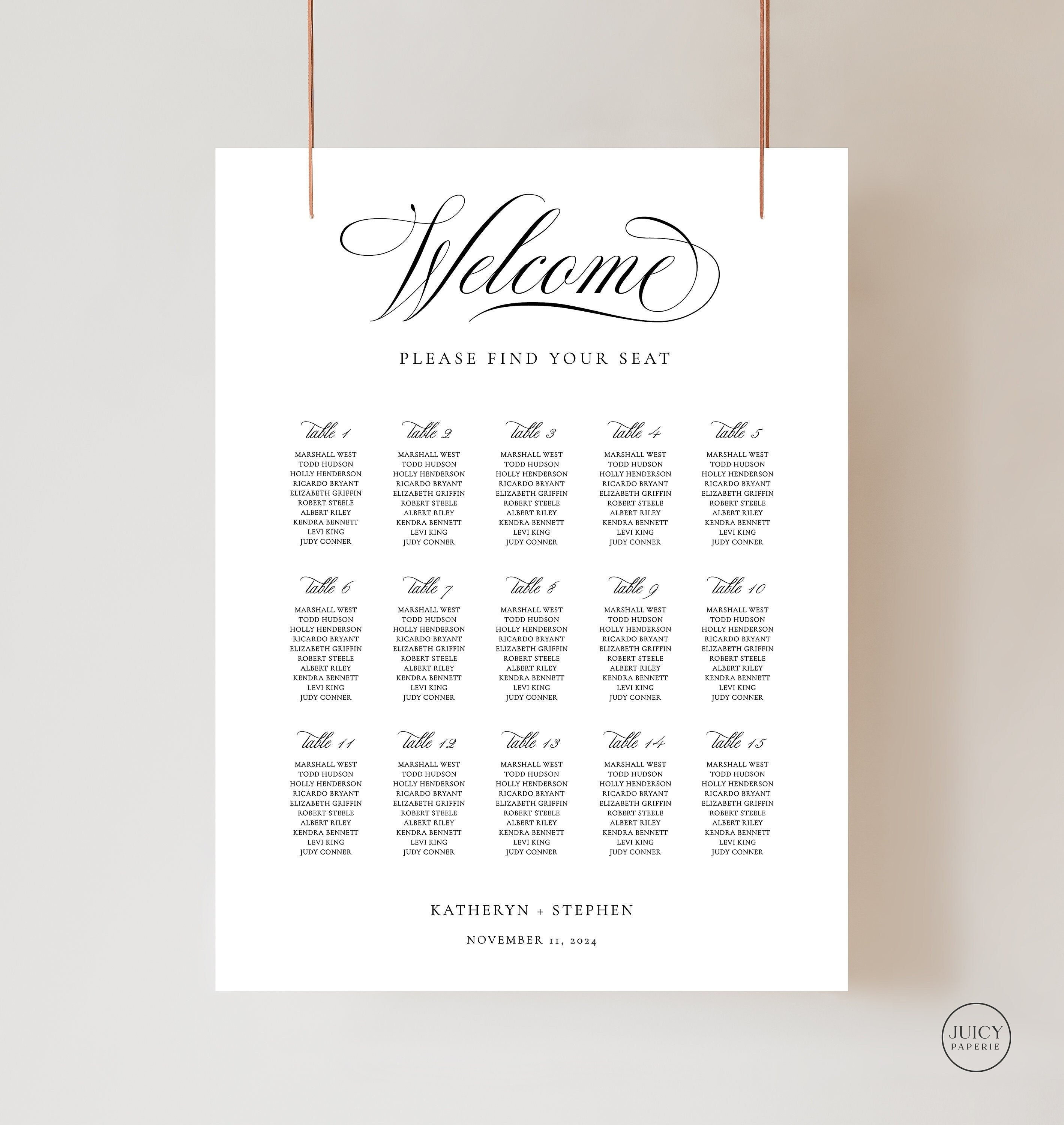 Paper Templates Corjl Printable Editable Elegant Wedding Seating Plan ...