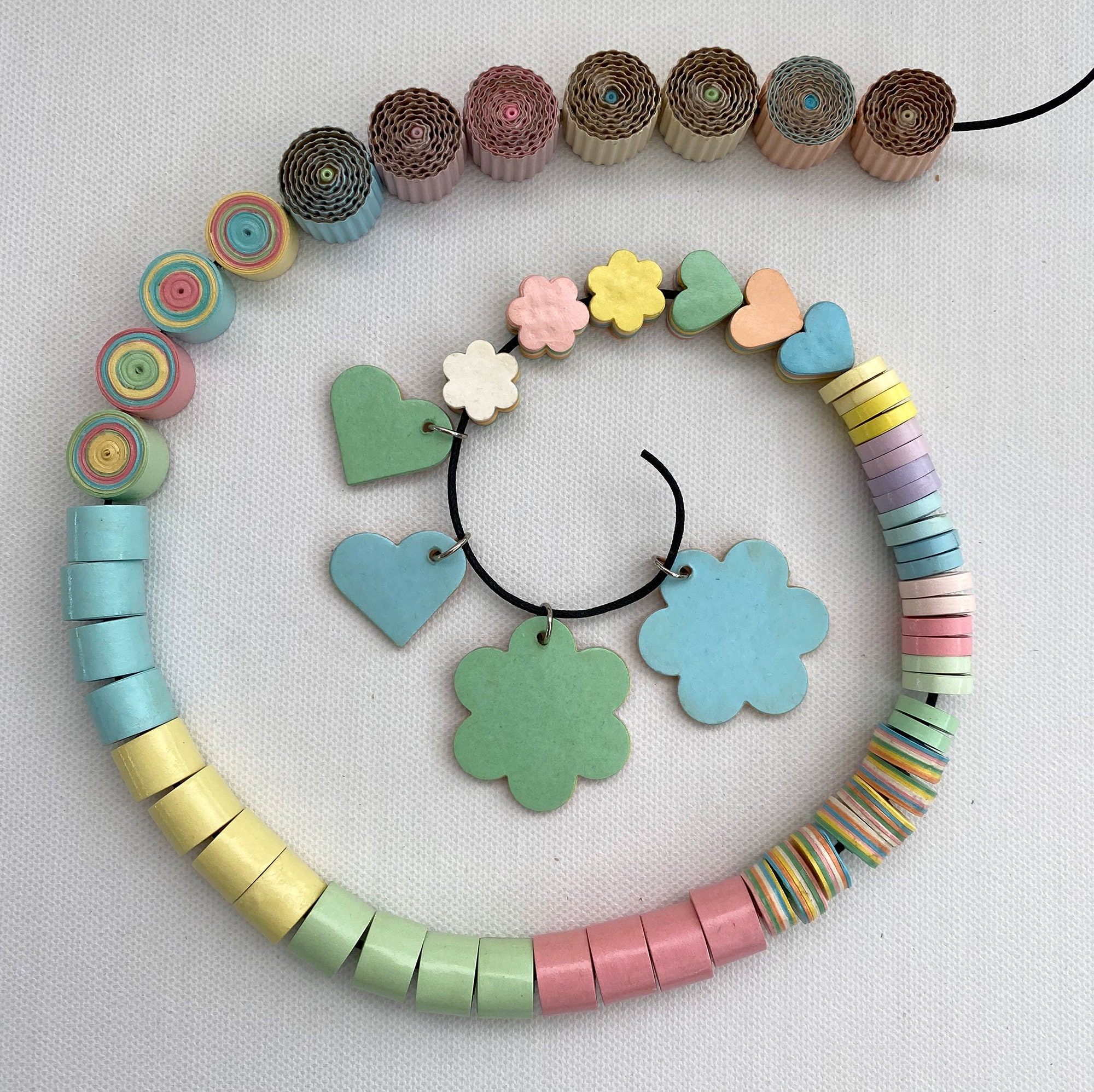 Paper Beads Assortment, Jewellery Components, Unique Handmade Beads Set ...