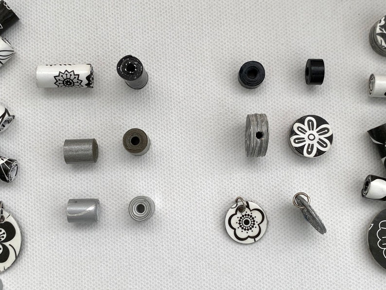 Paper Beads Assortment, Black & White Beads, Jewellery Components ...