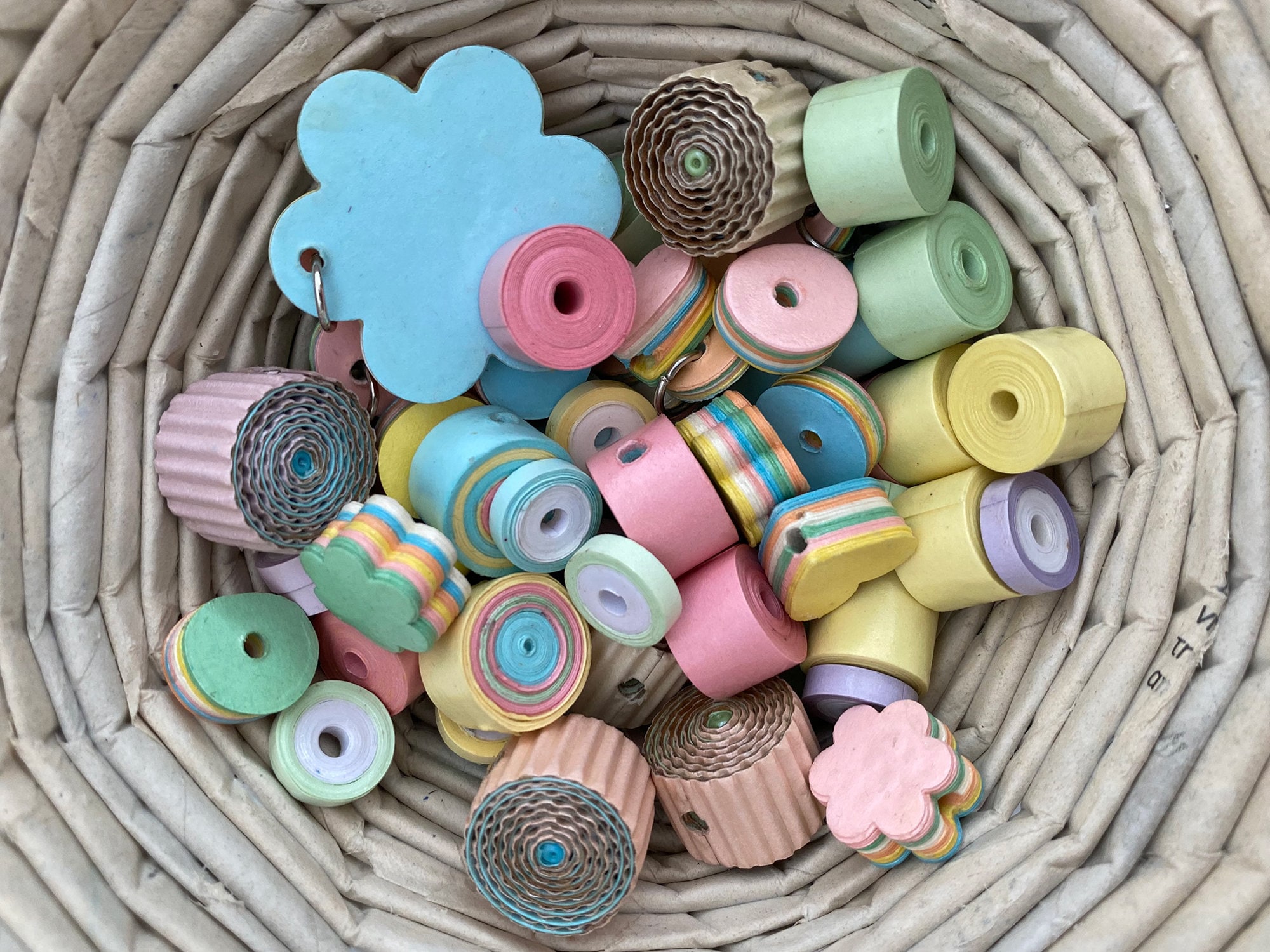 Paper Beads Assortment, Jewellery Components, Unique Handmade Beads Set ...