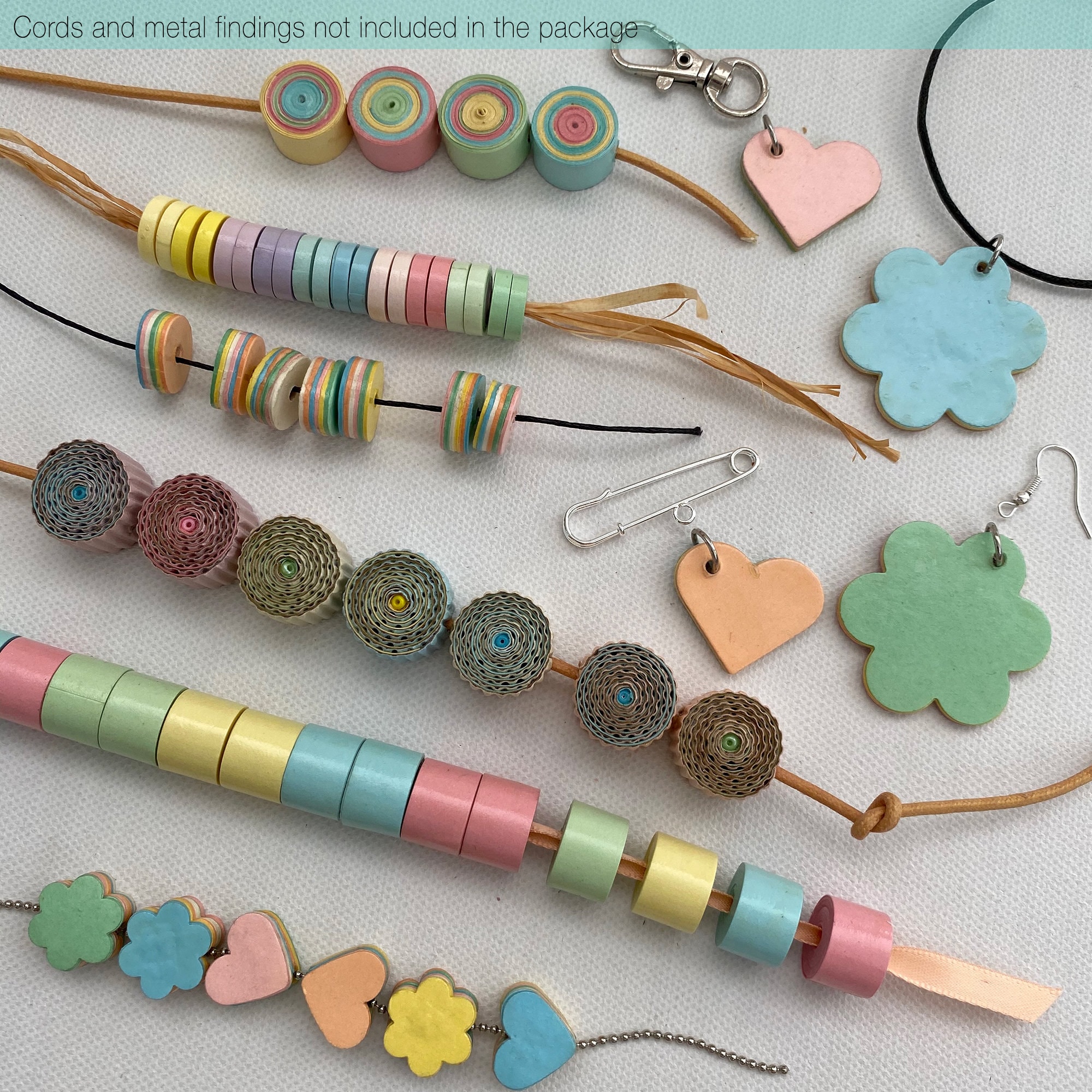 Paper Beads Assortment, Jewellery Components, Unique Handmade Beads Set ...