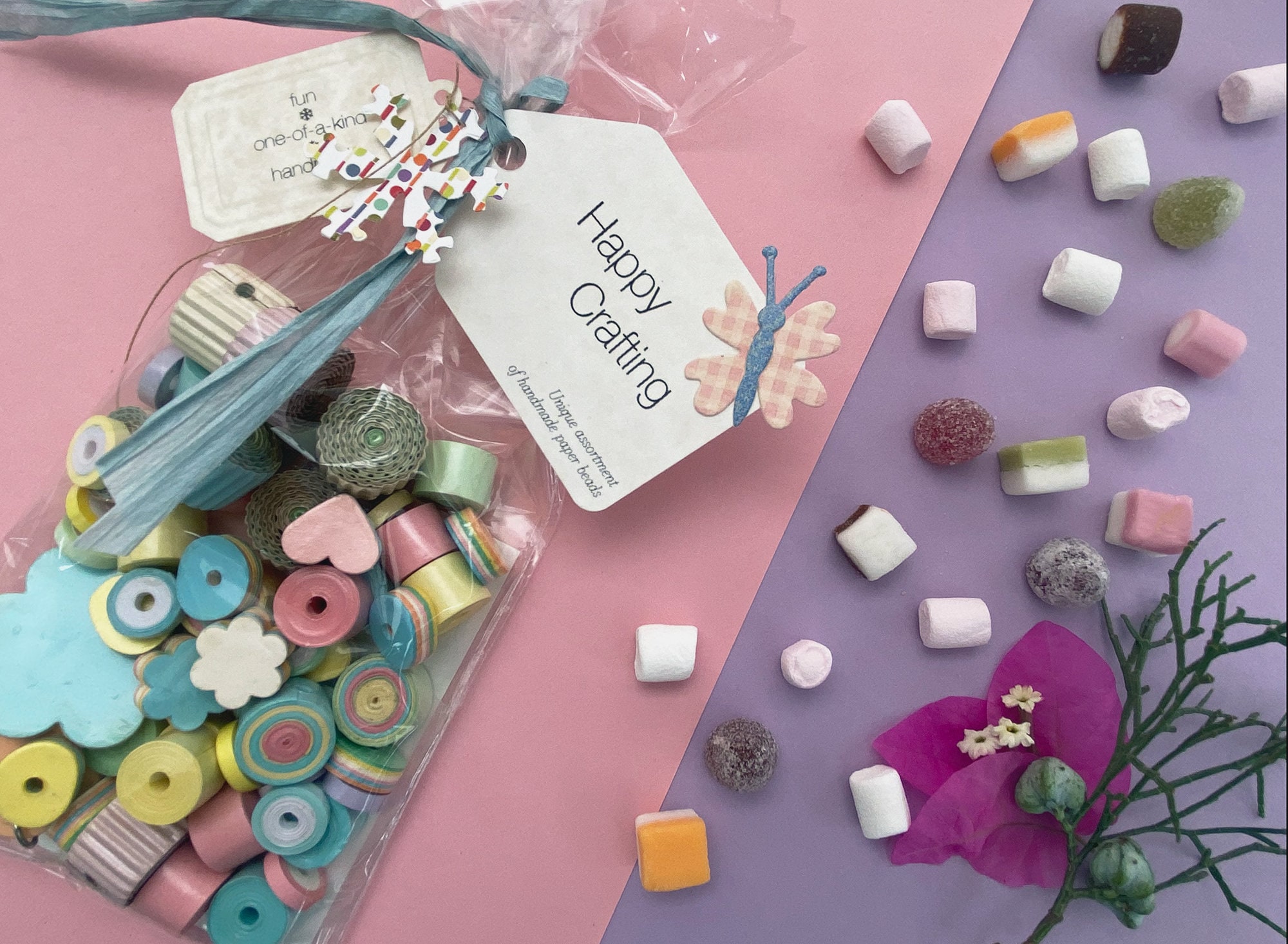 Paper Beads Assortment, Jewellery Components, Unique Handmade Beads Set ...