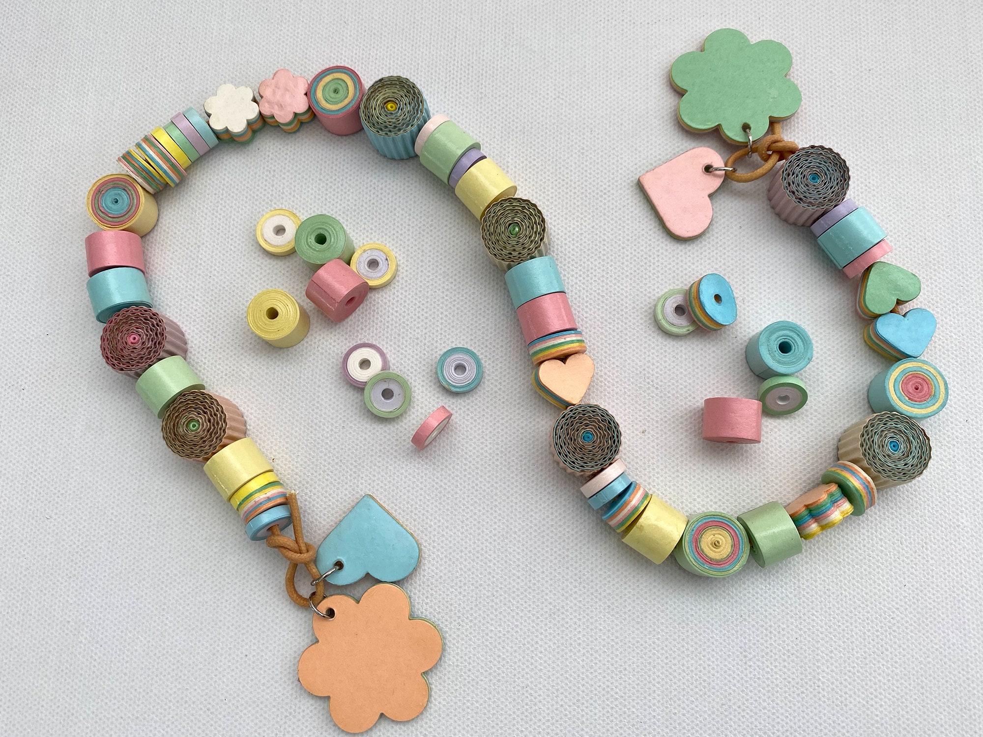 Paper Beads Assortment, Jewellery Components, Unique Handmade Beads Set ...