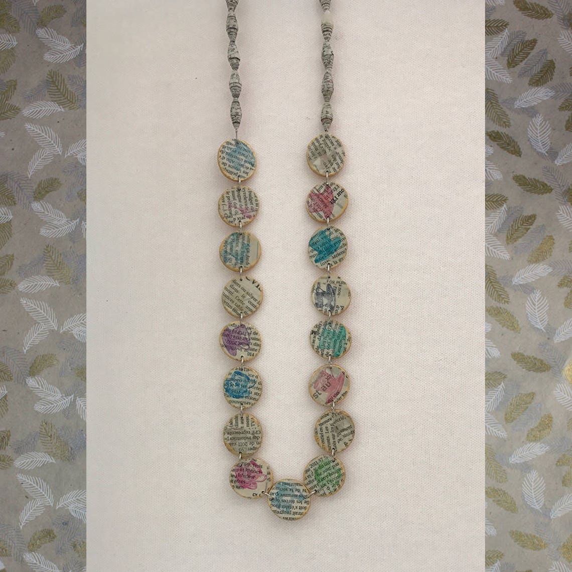 Upcycled Jewelry. Paper Jewelry. Recycled Beads. Paper Necklace. Ready ...