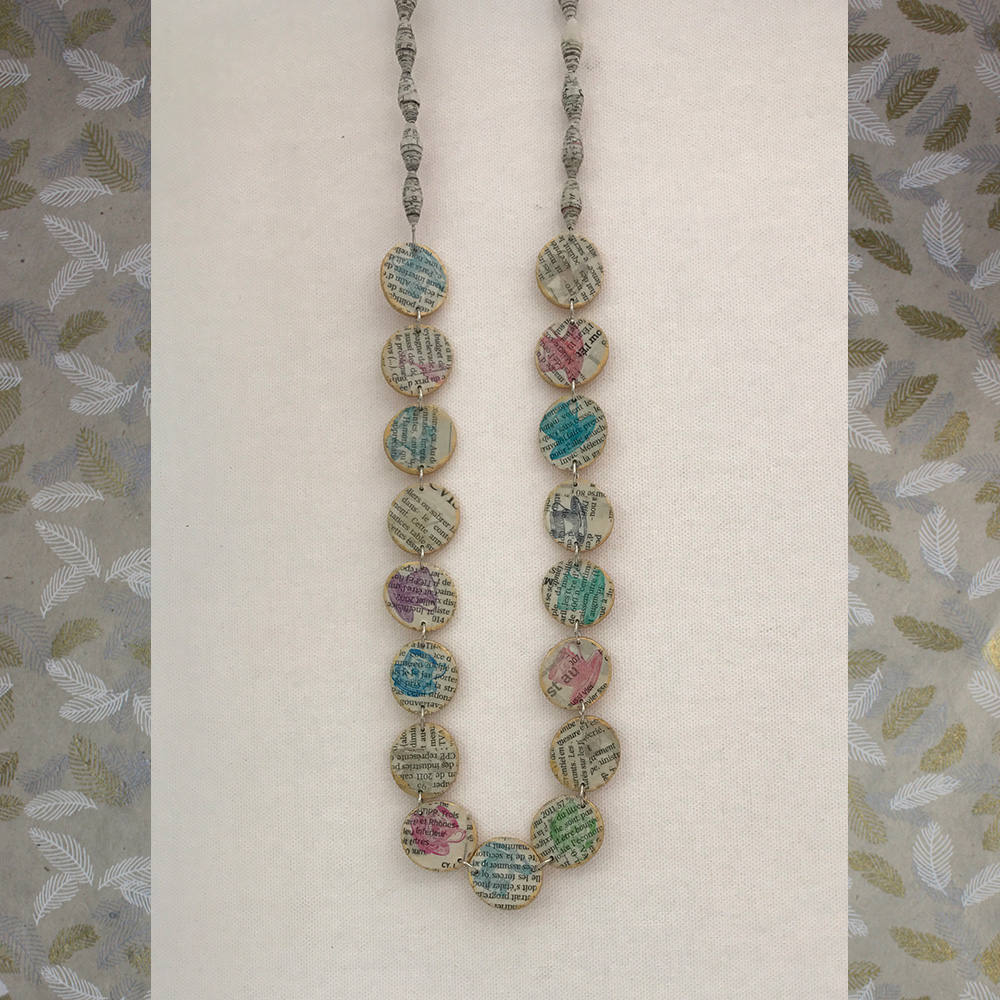 Bijoux recyclés. Bijoux en papier. Perles recyclées. Collier en papier ...