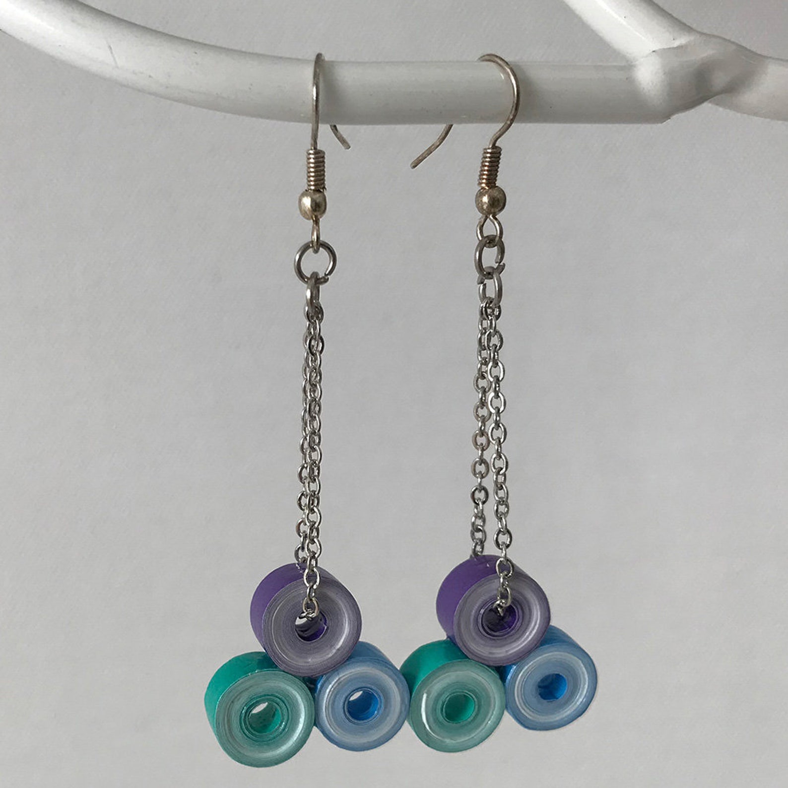 Dangling Paper Earrings. Paper Jewellery. Quilled Paper Earrings. Long ...