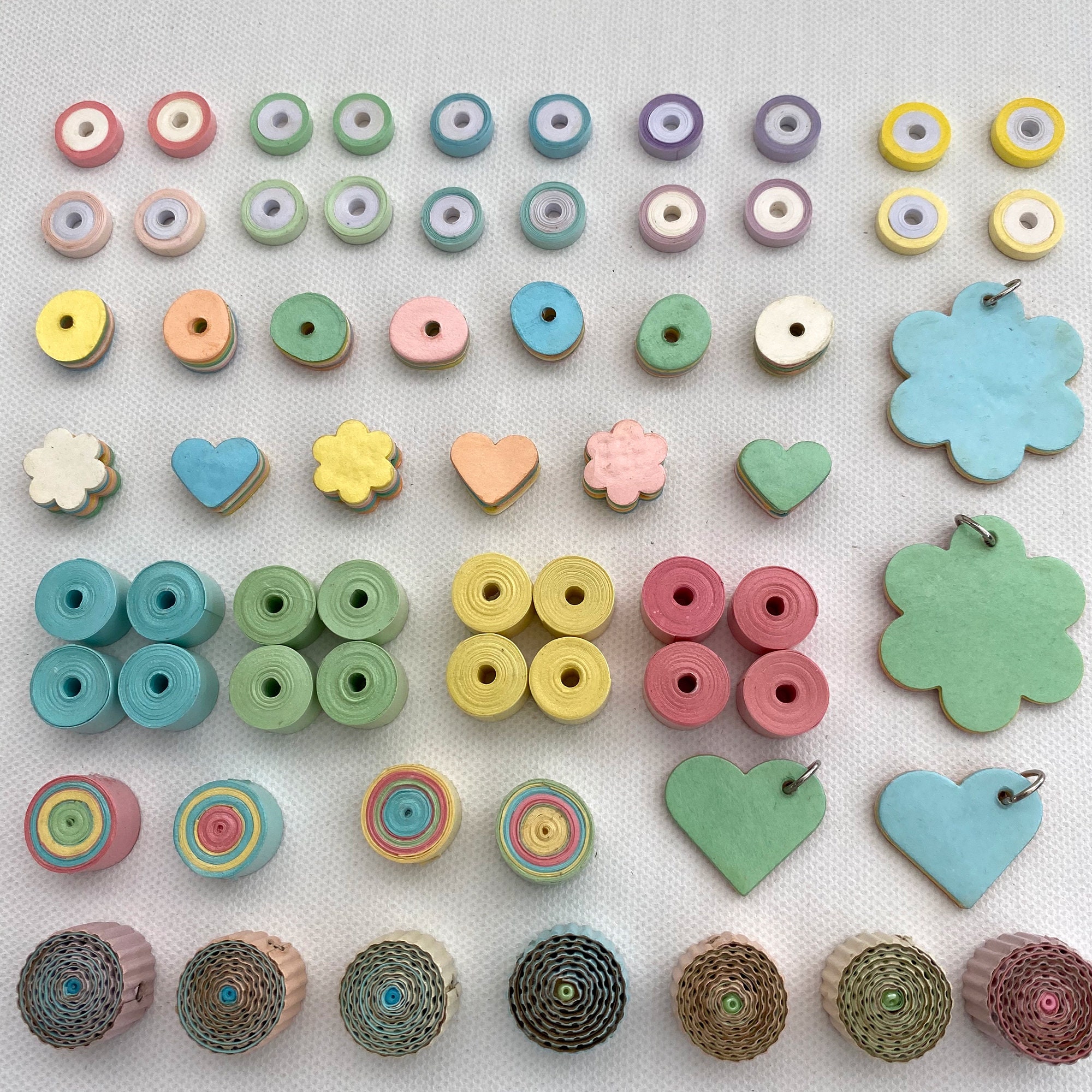 Paper Beads Assortment, Jewellery Components, Unique Handmade Beads Set ...