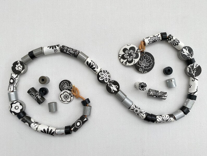 Paper Beads Assortment, Black & White Beads, Jewellery Components ...