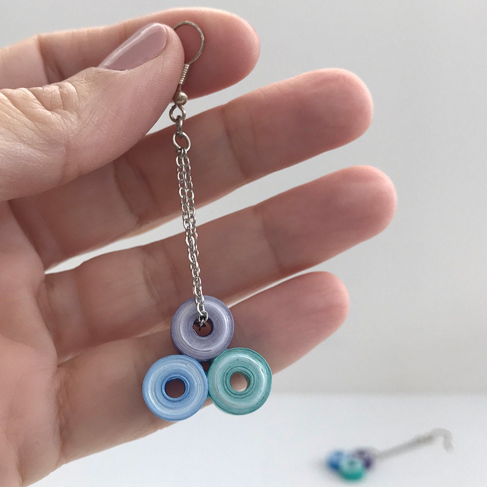 Dangling Paper Earrings. Paper Jewellery. Quilled Paper Earrings. Long ...