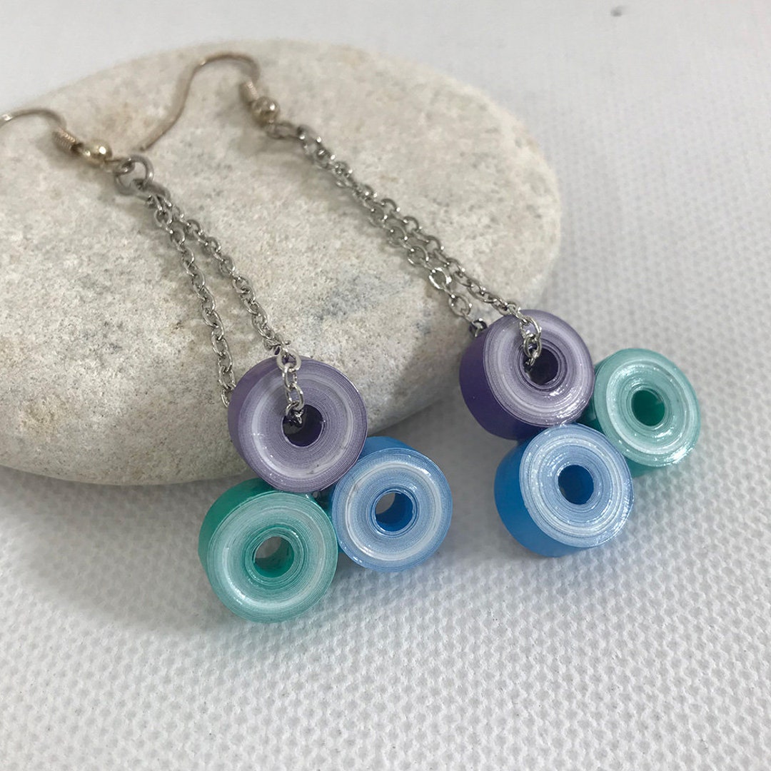 Dangling Paper Earrings. Paper Jewellery. Quilled Paper Earrings. Long ...