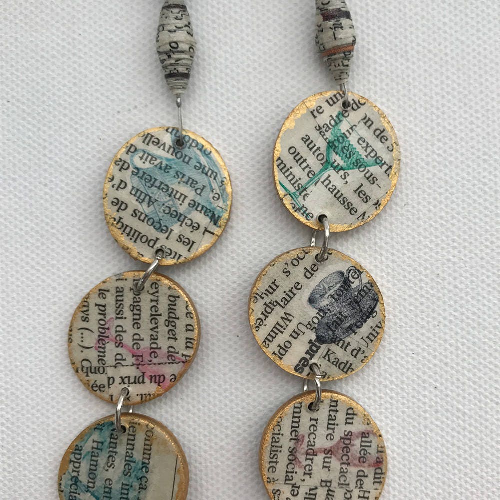 Bijoux recyclés. Bijoux en papier. Perles recyclées. Collier en papier ...