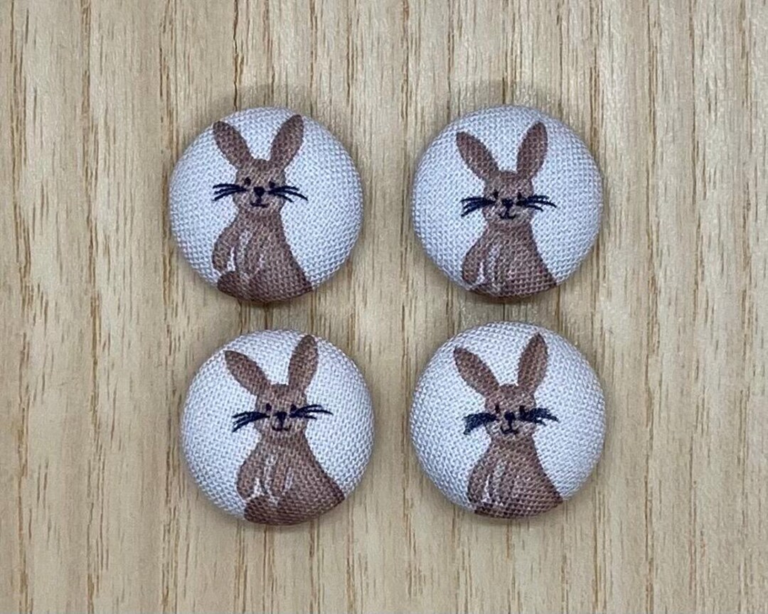 Easter Bunny Rabbit Buttons, 18mm, Set of 4, Handmade Fabric Buttons ...