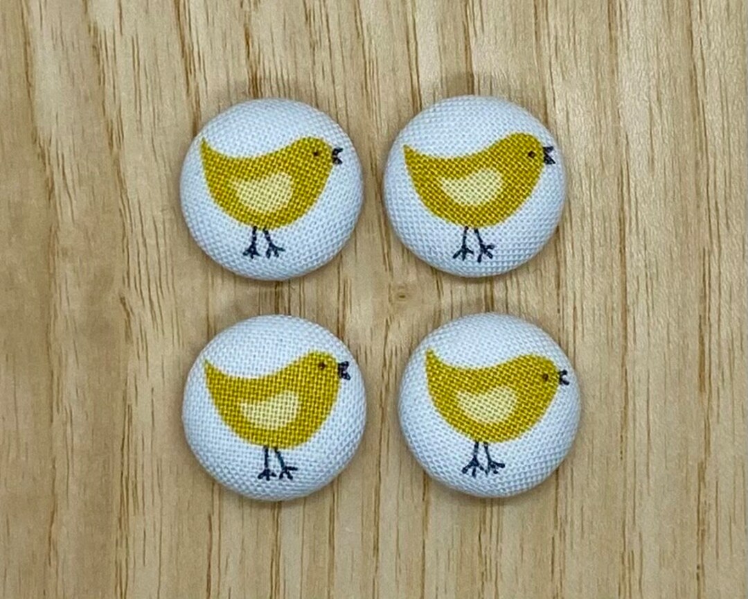 Easter Chick, Easter Bird, 16mm, Set of 4, Handmade Fabric Buttons for ...