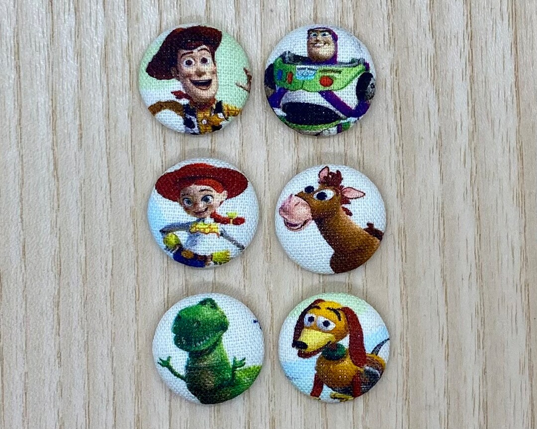 Toy Story Buttons, 18mm X 6, Handmade Buttons, Fabric Buttons for ...