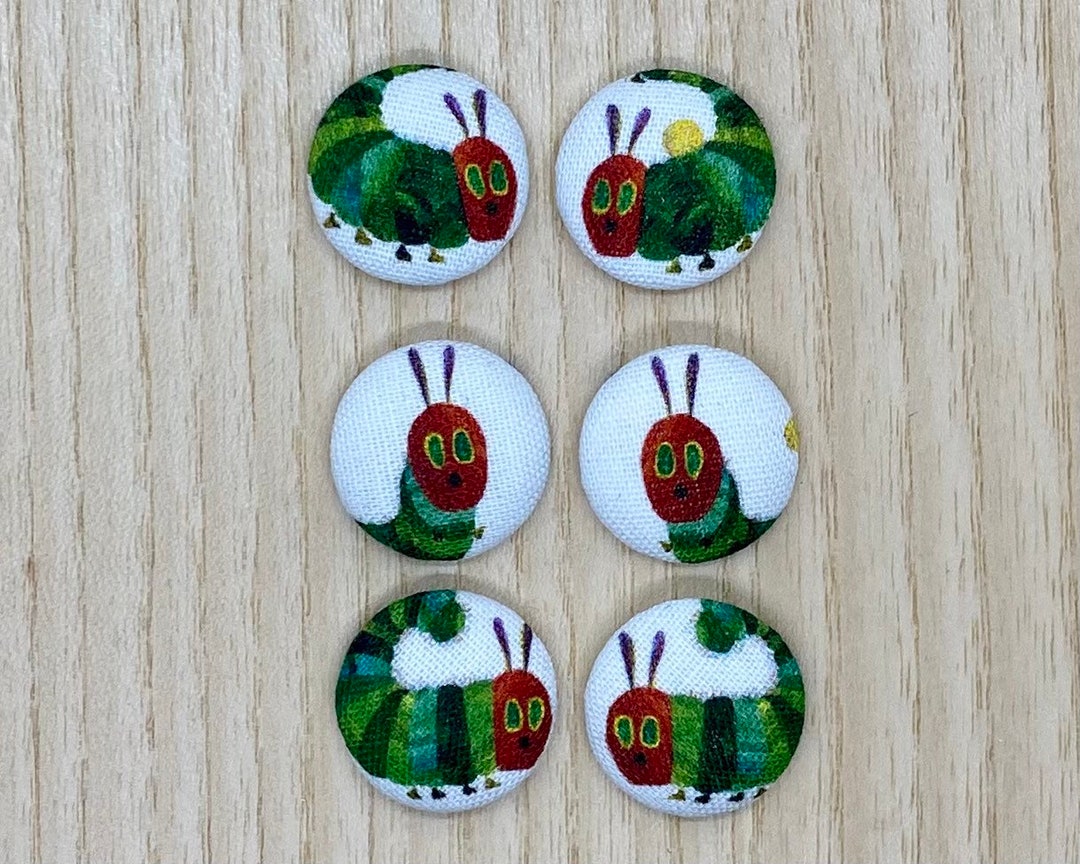 Very Hungry Caterpillar Buttons, 18mm X 6, Handmade Buttons, Fabric ...