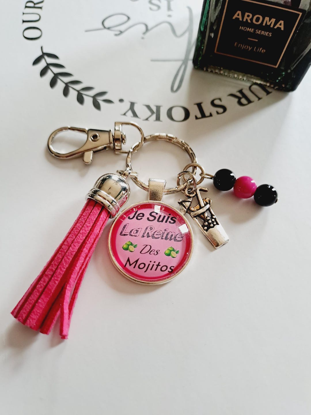 Mojito Queen Keychain With Pink Tassel - Unique Bar Accessory, Cocktail ...