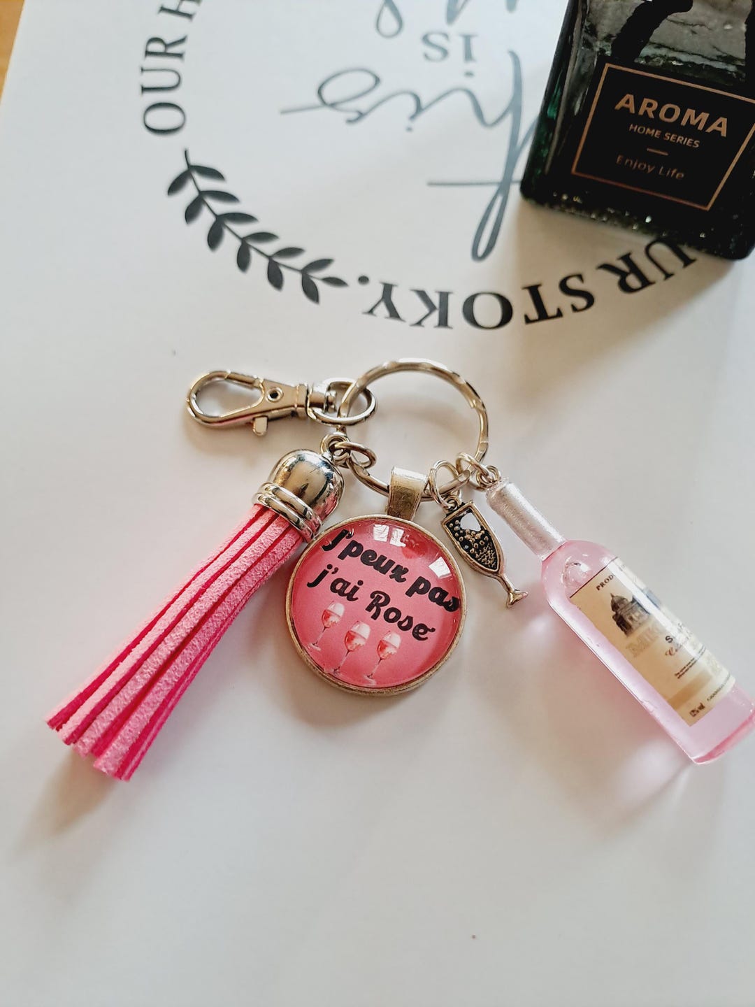 Mini Glass Bottle Rosé Wine Key Ring – Original Wine Lover Gift – Women ...