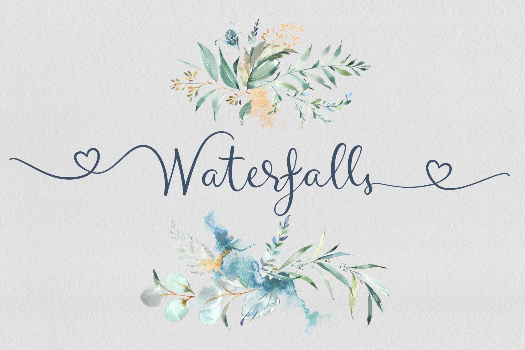 Waterfalls Font Modern Calligraphy Font Featherly Font Heart Font ...