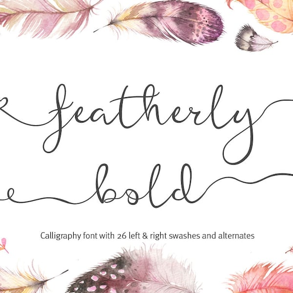 Featherly Bold Font - Etsy