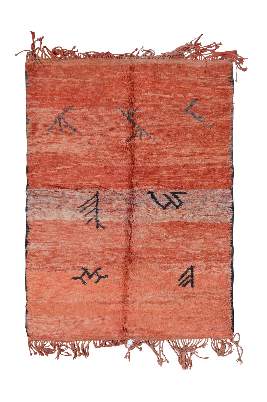 Vintage Moroccan Rug 1970 Rhamna Red Berber Symbols Boho Decor - Etsy