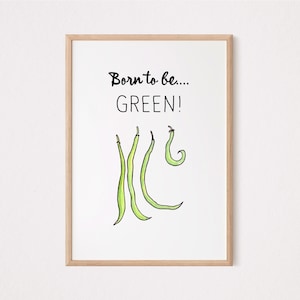 Funny Green Bean Quote Printable Art, Kitchen Wall Art, Funny Vegetable ...
