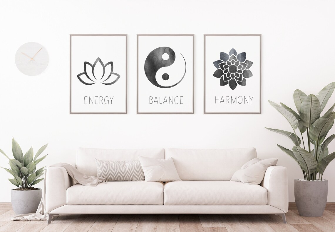 Minimalist Zen Printable Wall Art, Set of 3 Boho Black Poster, Bedroom ...