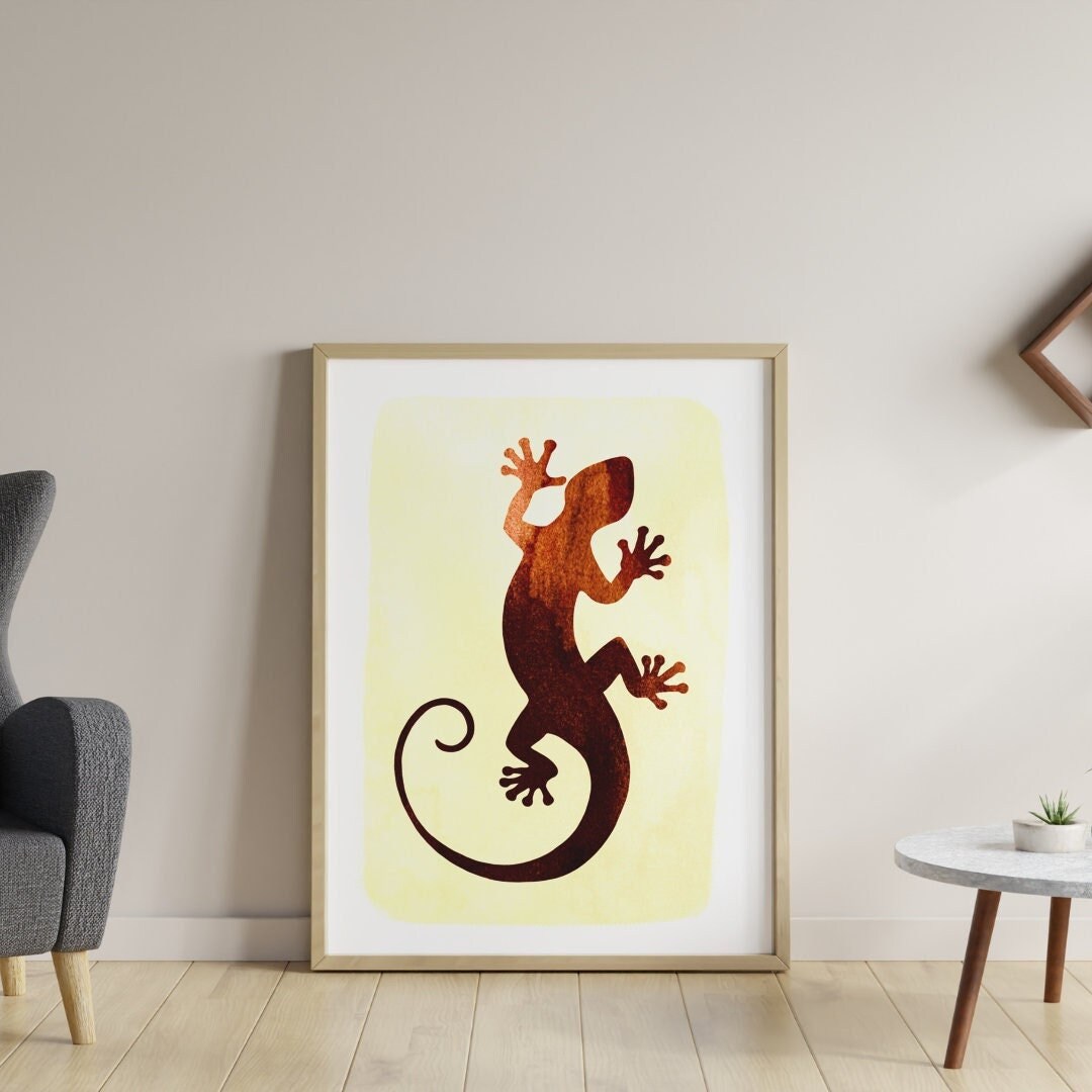 Gecko Lizard Printable Wall Art, Earth Tones, Gecko Home Decor, Lizard ...