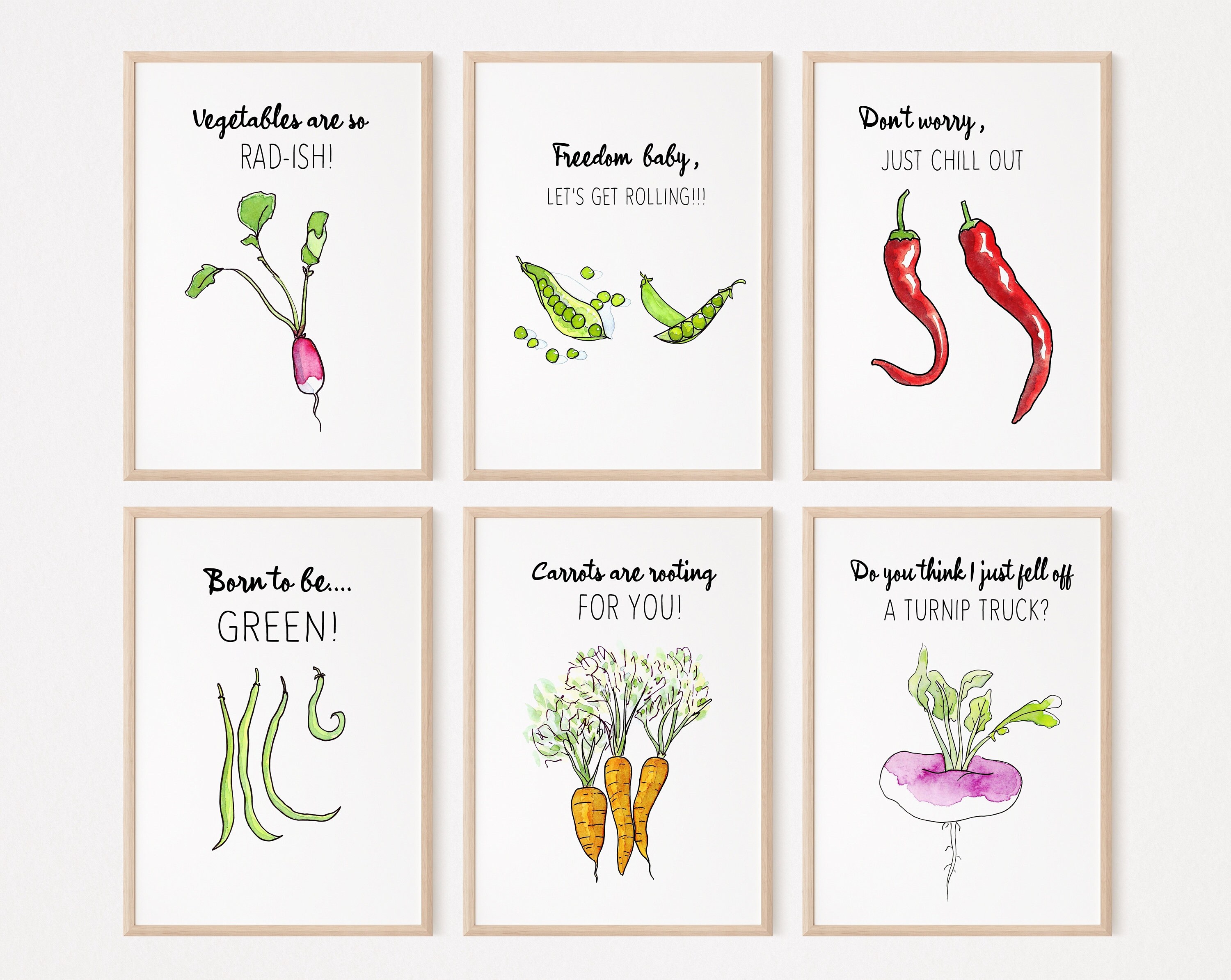 Set of Vegetables Quotes Printable Art for Cook, Kitchen Wall Art ...