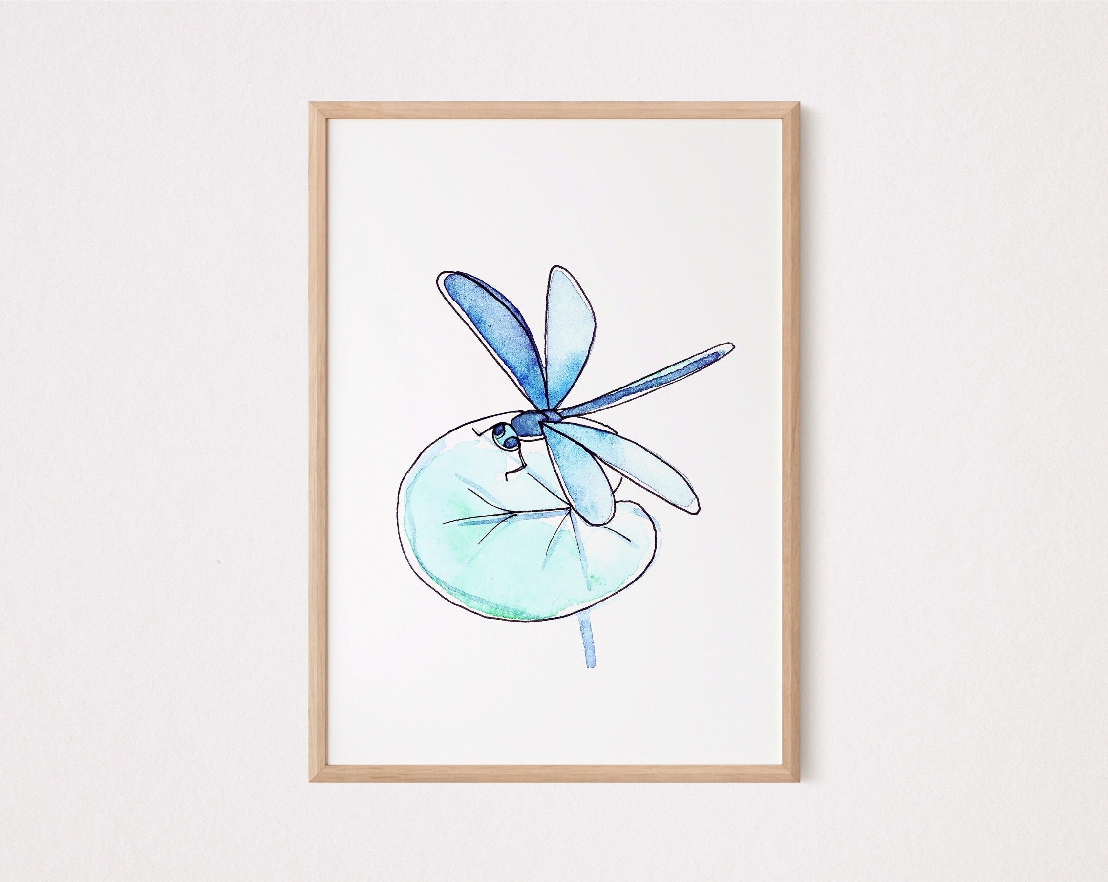Blue Watercolor Dragonfly Printable Art, Dragonfly Wall Decor ...