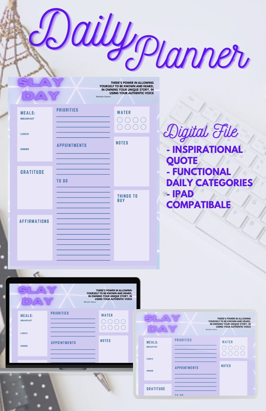 Slay the Day Printable Daily Planner - Etsy