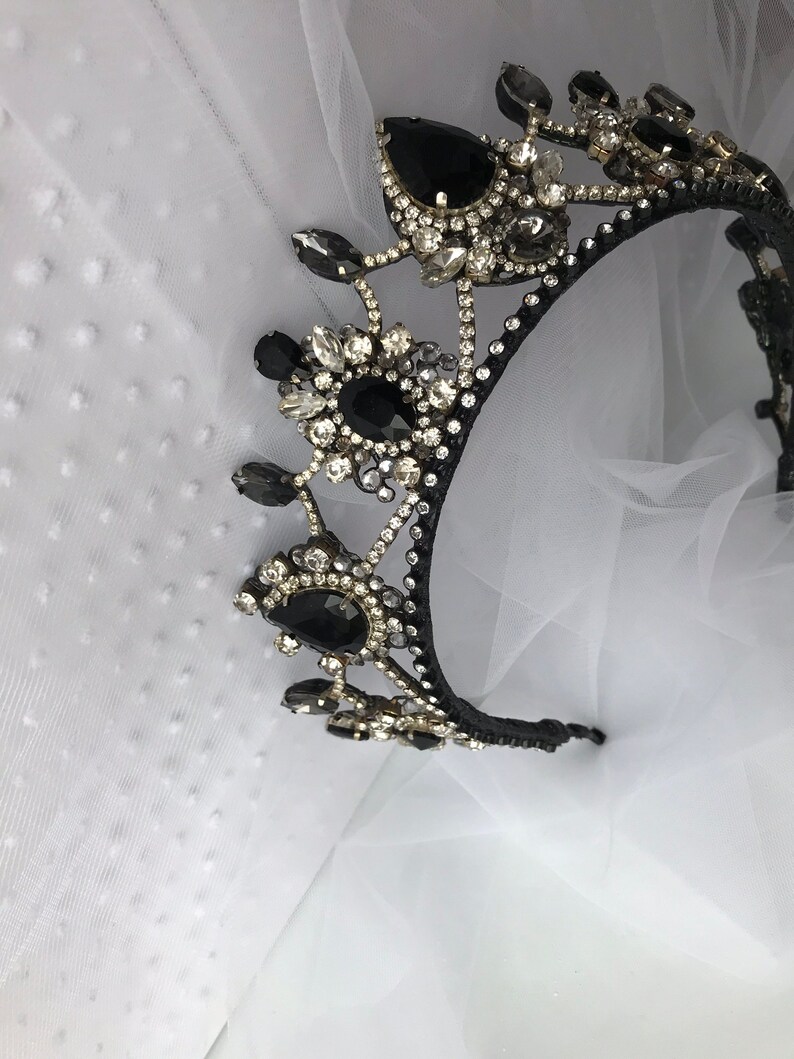 Black crown dark crown dark queen crown handmade crown gothic | Etsy