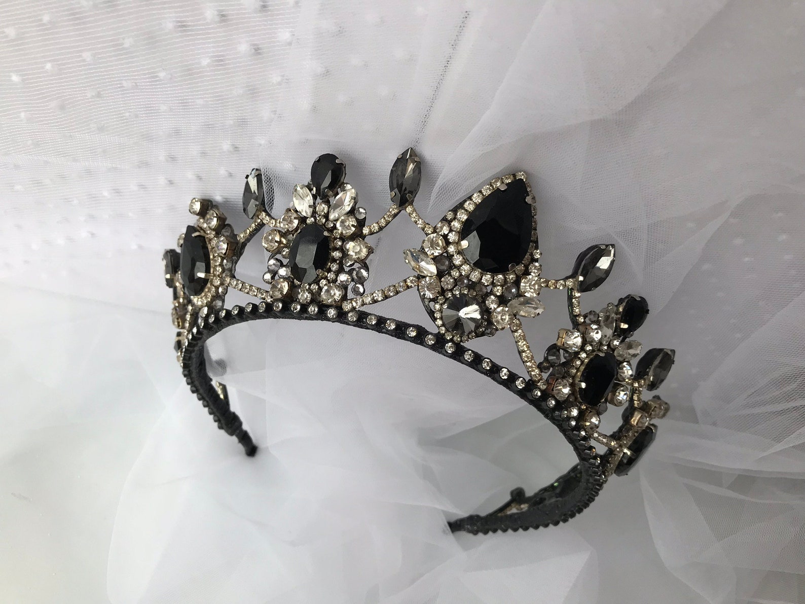 Black crown dark crown dark queen crown handmade crown gothic | Etsy