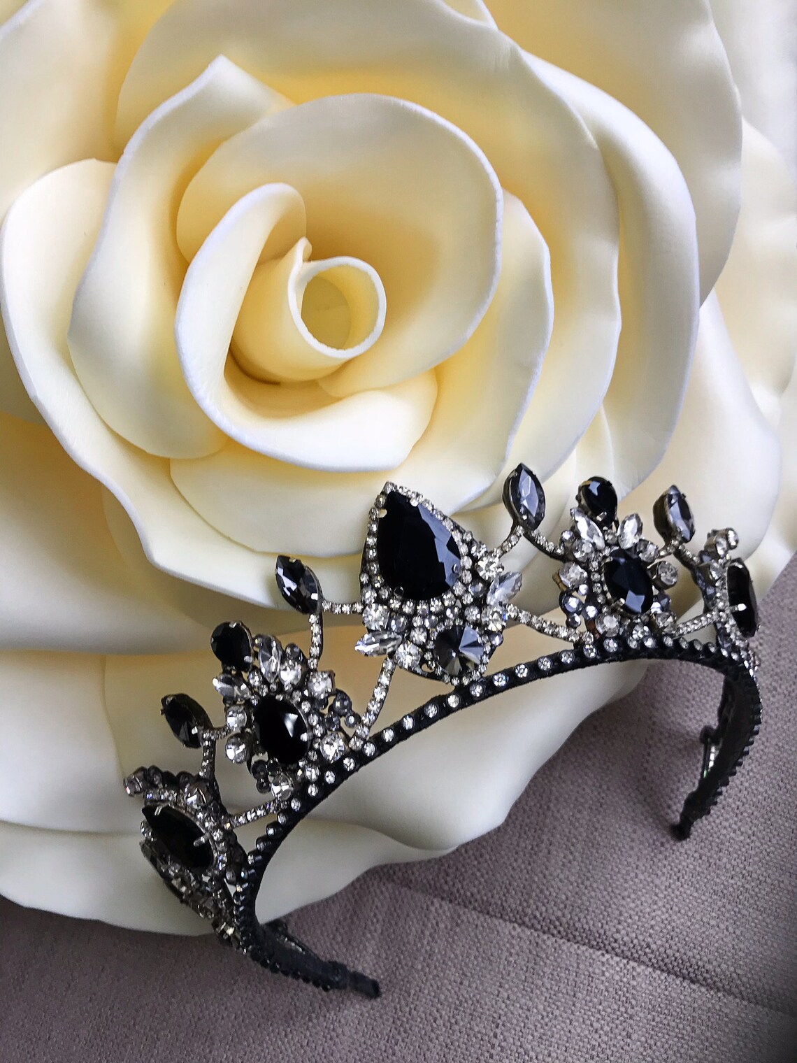 Black crown dark crown dark queen crown handmade crown gothic | Etsy