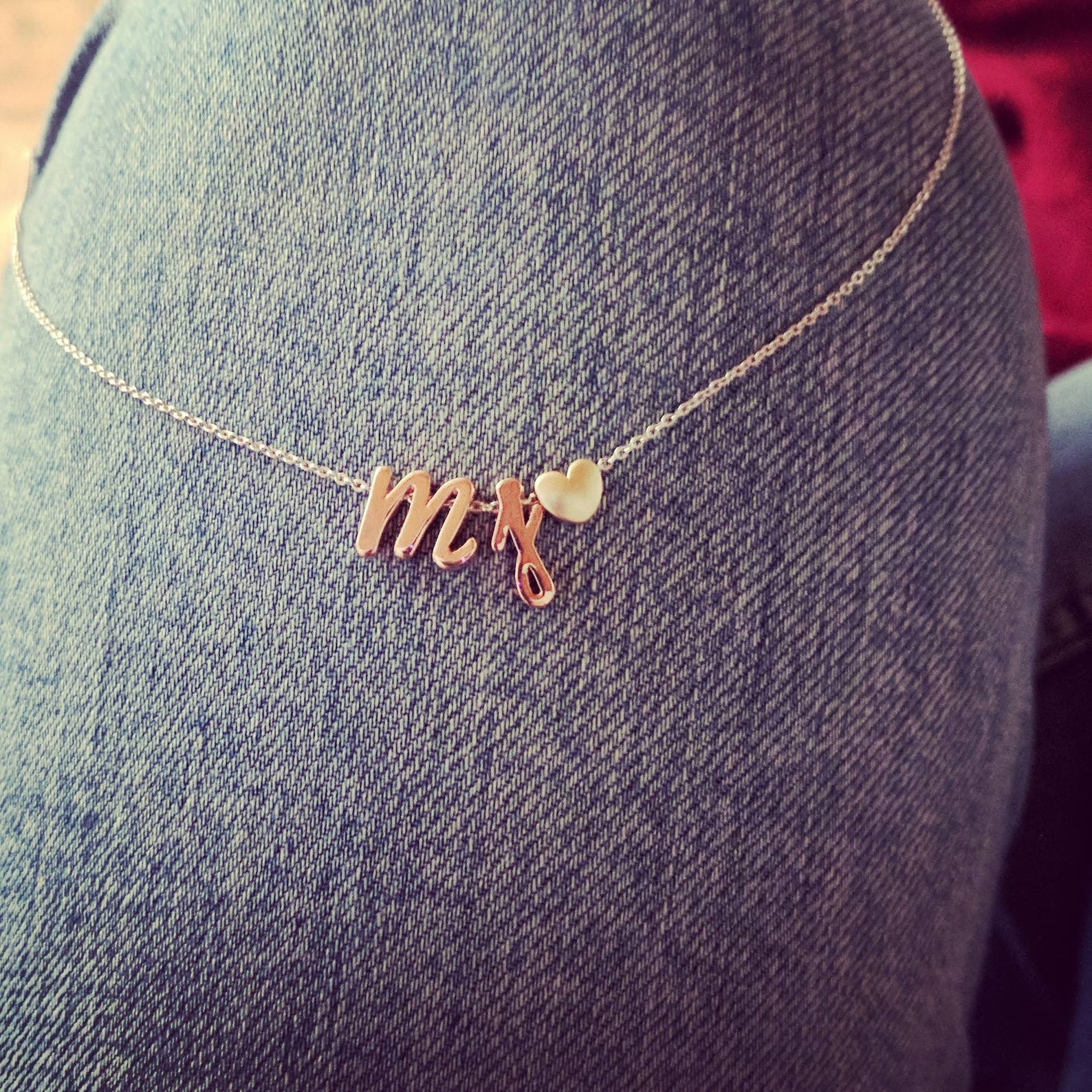 Initial Letter Name Monogram Necklace Rose Gold Silver Gold ...