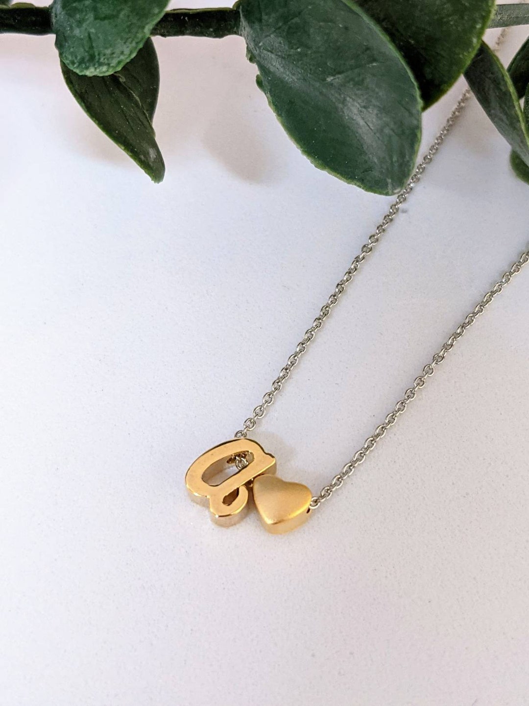Initial Letter Name Monogram Necklace Rose Gold Silver Gold ...