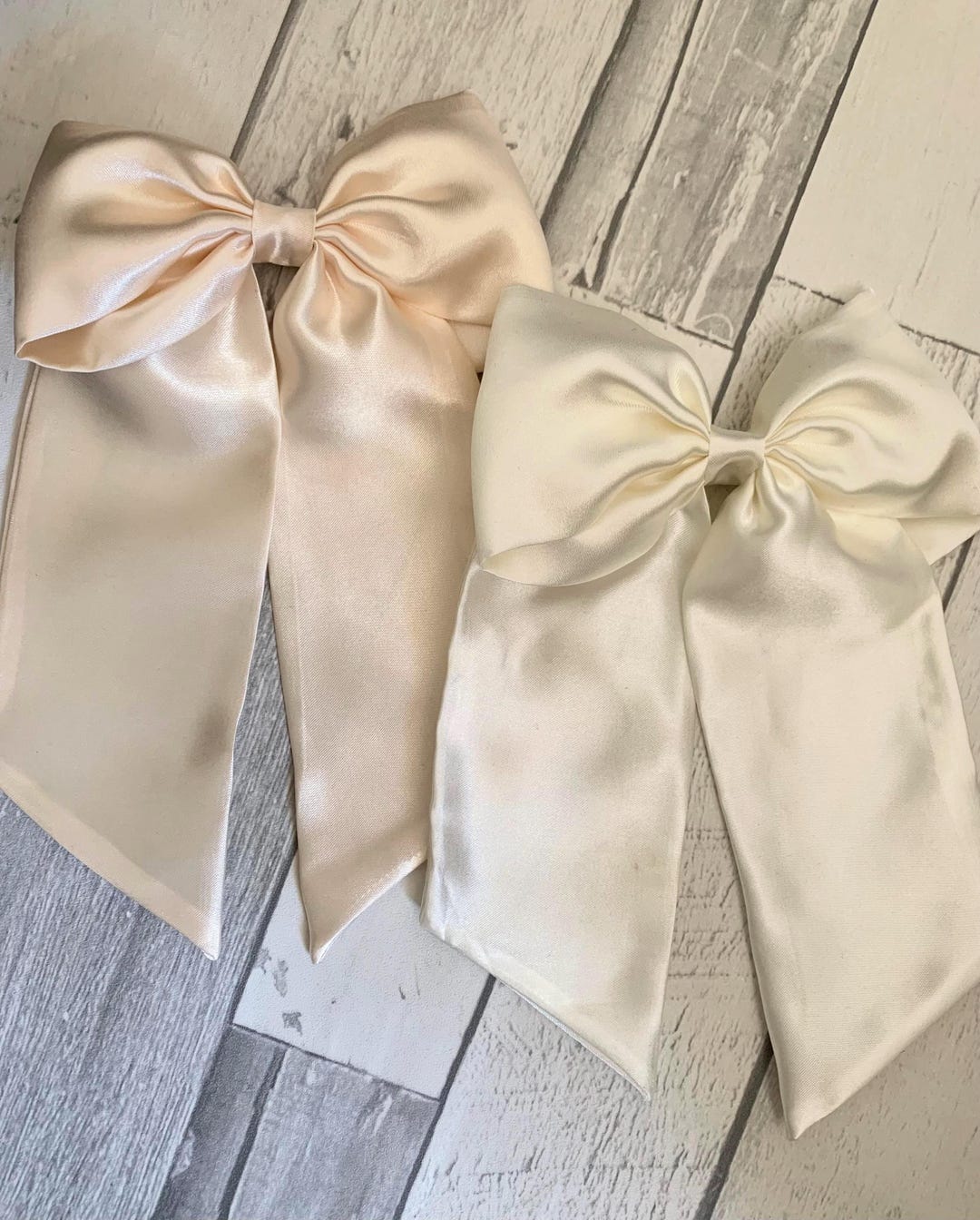 Large Ivory Satin Hair Bow, Wedding Hair Bow, Classic Ivory Hair Bow ...