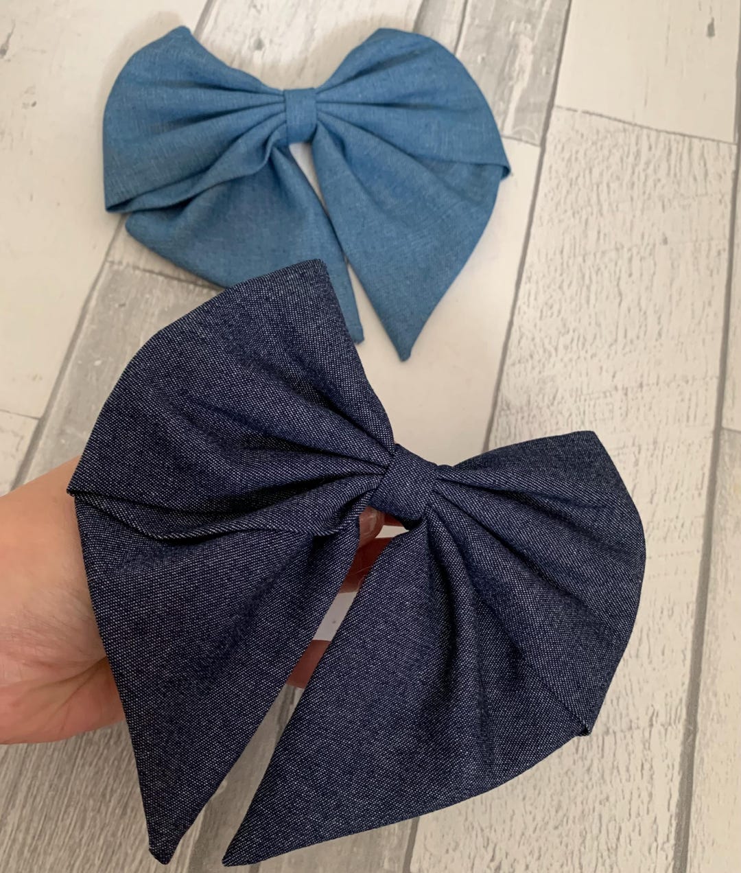 Denim Hair Bow, Dark Wash Denim Bow, Light Denim Bow, Denim Hair ...