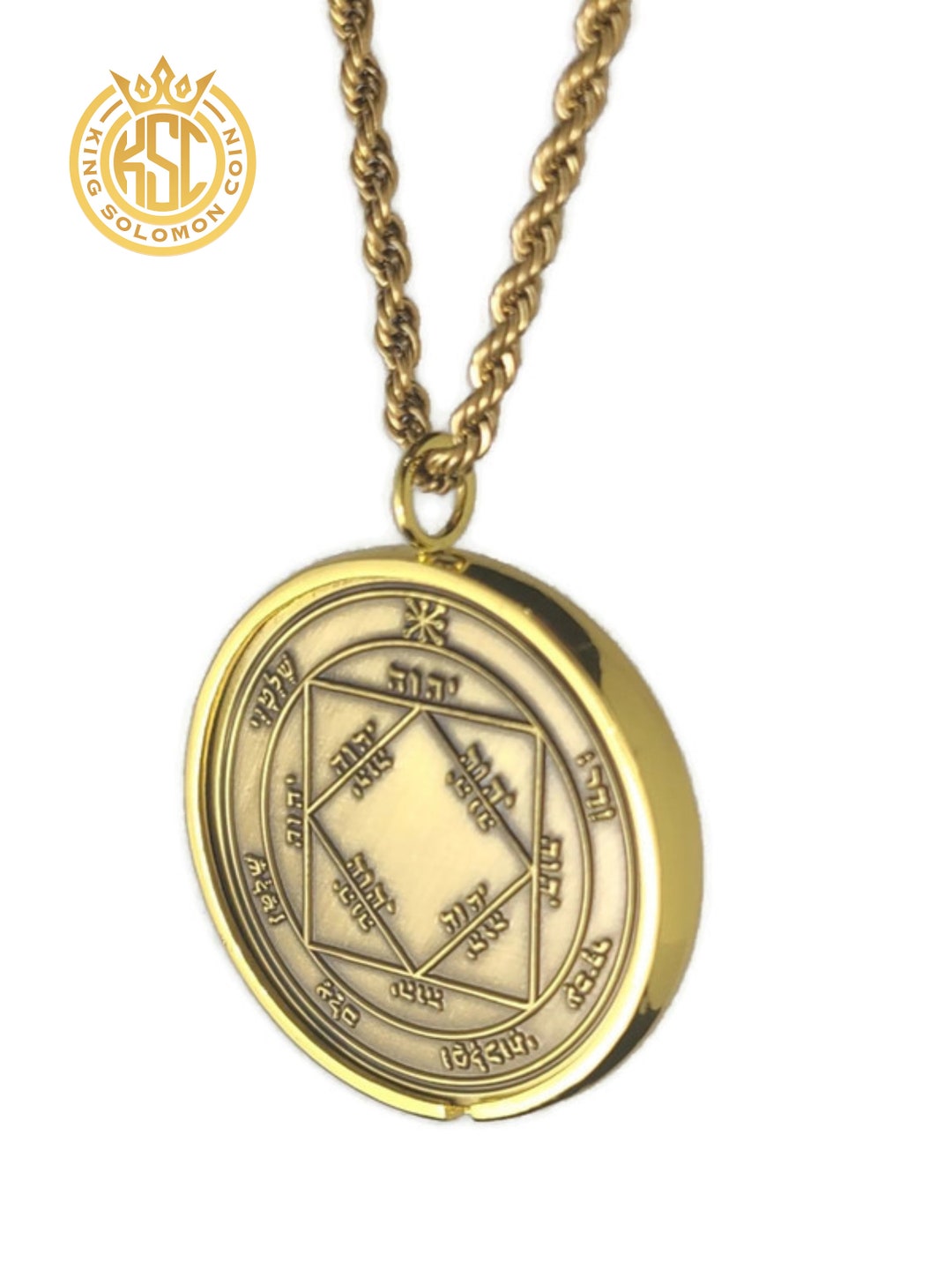 King Solomon Coin Necklace: Third Pentacle of Sun, 72 Names of God - Etsy