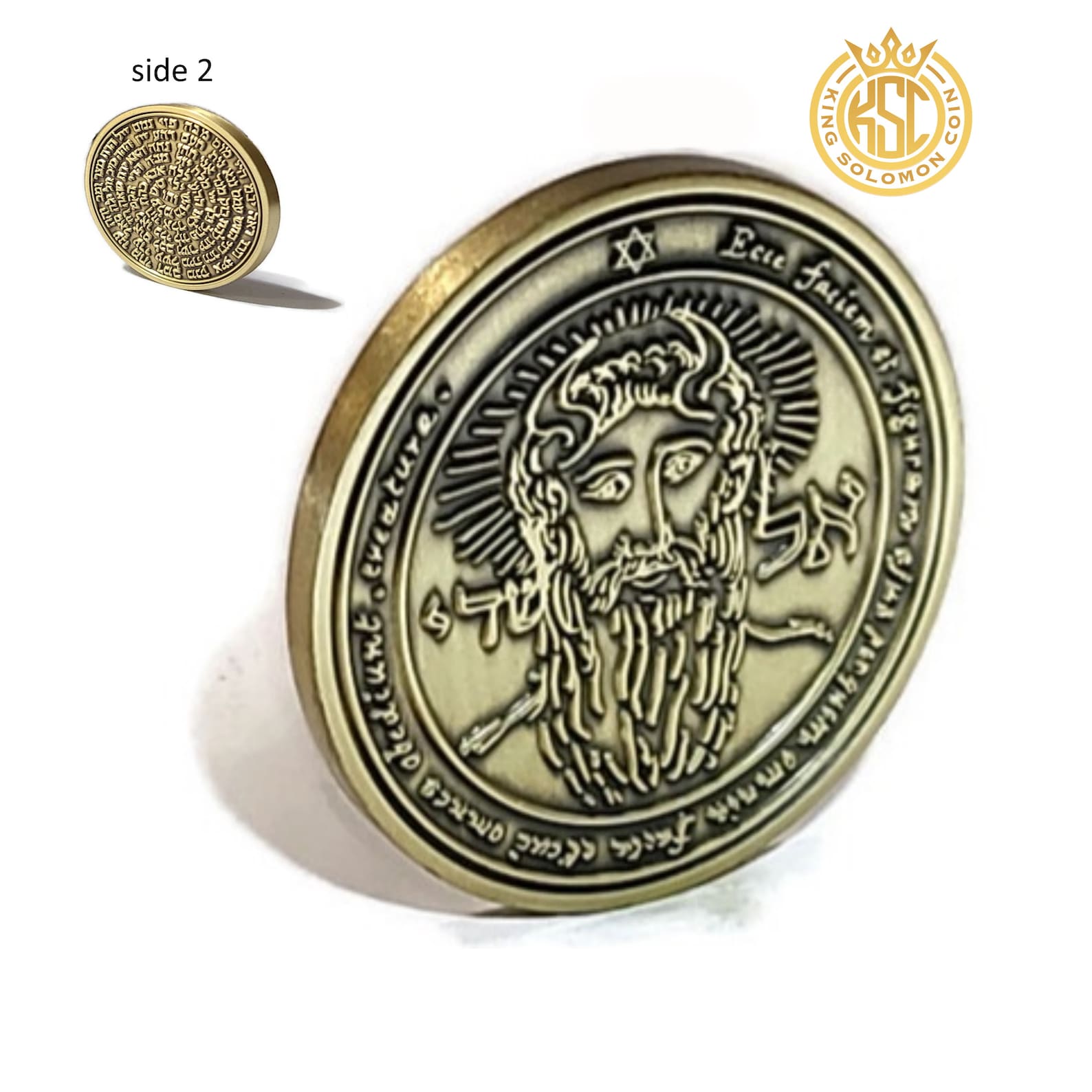 King Solomon Coin Necklace: 7 Pentacles of the Sun, 72 Names of God - Etsy